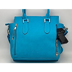 Goson Concealed Carry Tote Bag - Large and Fashionable CCW Purses for Women with Multiple Pockets, Crossbody Straps, YKK Locking Zippers in Faux Leather