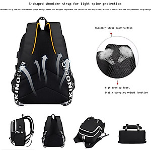 XinShuoBay Anime Backpack Laptop Bag With USB Port Large Casual Daypack 15.6 Inch Computer for Anime Fans (Black white 1)