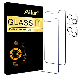 Ailun 2 Pack Screen Protector for iPhone 13 [6.1 inch Display] with 2 Pack Tempered Glass Camera Lens Protector,[9H Hardness]-HD[4 Pack]