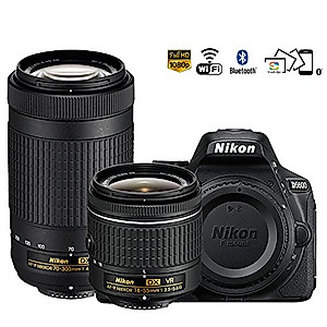 Nikon D5600 24.2MP DSLR Camera with 18-55mm VR and 70-300mm Dual Lens (Black) – (Renewed) (18-55mm VR & 70-300mm 2 Lens Kit)