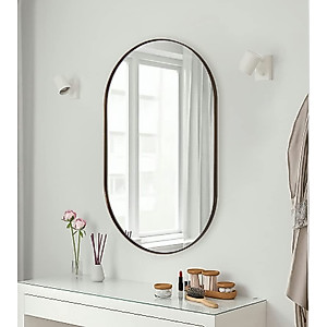 ANDY STAR Bronze Bathroom Mirror, 24x36 Oval Mirrors for Bathroom, Bronze Oval Mirror in Metal Frame Deep 1’’ Wall Mounted Vertical/Horizontal