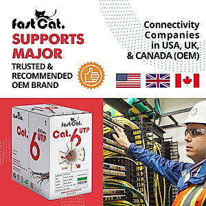 fast Cat. Cat 6 Ethernet Cable 1000ft (Blue) - 23 AWG, CMR, Insulated Solid Bare Copper Wire Cat 6 Cable with Noise Reducing Cross Separator - 550MHZ / 10 Gigabit Speed UTP LAN Cat6 Cable 1000ft - CMR