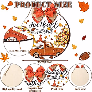 Fall Y'all Front Door Sign Fall Football Wreaths Autumn Gnome Maple Leaves Hanger Sign Decorative Sign for Outside Thanksgiving Harvest Farmhouse Seasonal Holiday Yard Decor