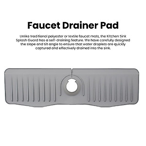 Sinknap Fit Sink Splash Guard Fade-resistant Faucet Drain Pad Kitchen Sink Splash Guard Durable Silicone Faucet Drain Pad for Clean Organized Kitchen Grey S