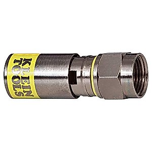 Klein Tools VDV812-606 F-Connector for RG6/6Q Coaxial Cable, Universal Compression Connectors, Male, Professiol Grade, 10-Pack