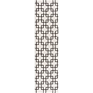 Keen Home Design Living Room Runner Rugs - 2x8 Geometric Shaggy Rugs - Ultra Soft, Non-Shedding Carpet for The Kitchen, Bedroom, Living Room - Thick Rug, Size: 2’8’’ x 7’7’’, White/Anthracite
