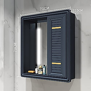 ZAYEN Bathroom Mirror Cabinet, Wall-Mounted Bathroom Mirror Cabinet with Multifunctional Smart Touch LED Makeup Mirror Bathroom Invisible Sliding Mirror Door Metal Storage Cabinet