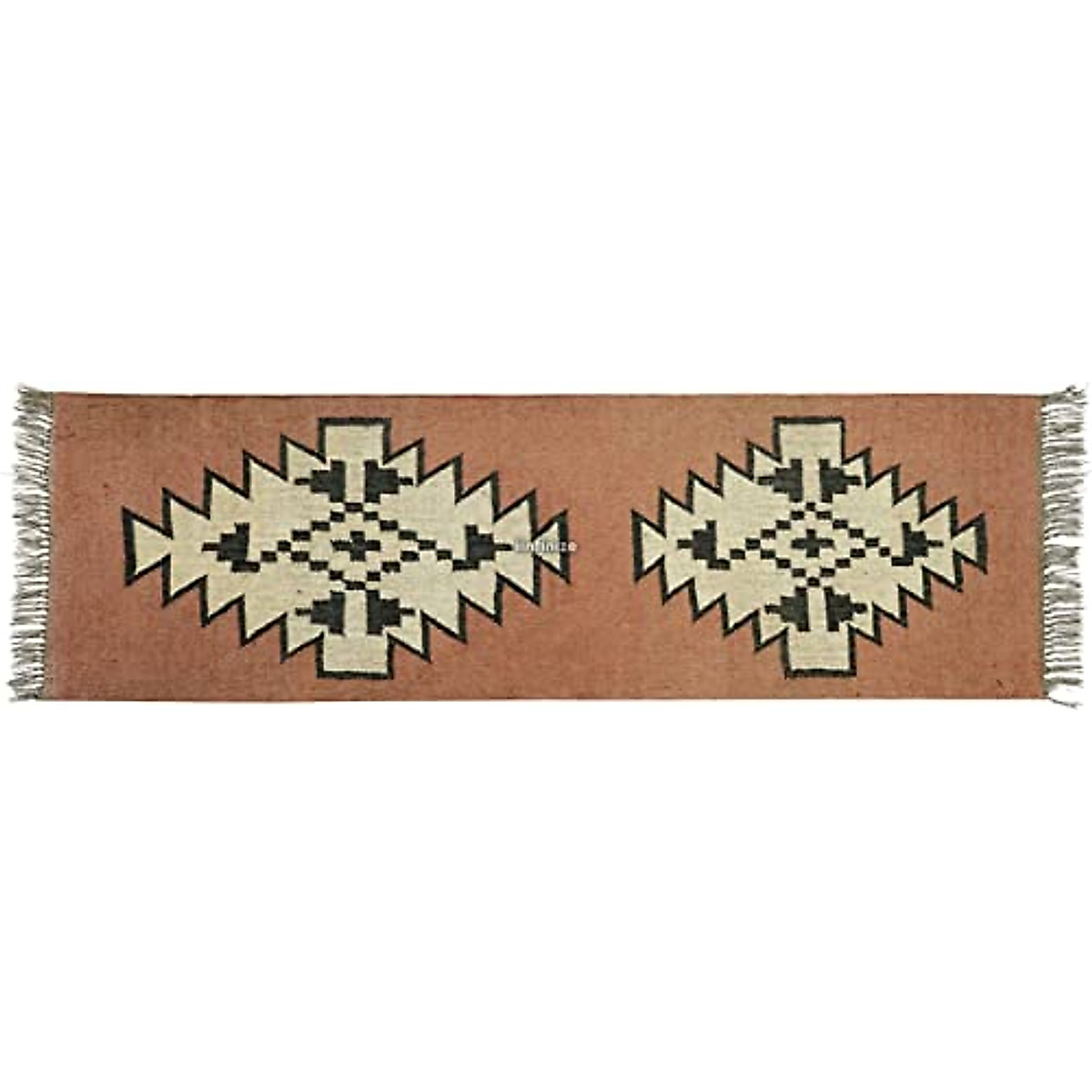 iinfinize Wool Jute Turkish Rug Handmade Vintage Dhurrie Floor Dari Reversible Geometric Pattern Mat Pray and Yoga Rugs Kilim Rustic Galicha 2.5x5 ft Catpet