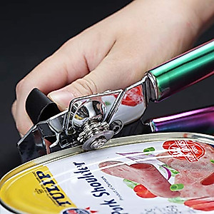 Berglander Can Opener, Stainless Steel Rainbow Handle Can Opener, Titainium Colorful Plating Handle Can Opener Hand Held, Smooth Edge Manual Can Opener, Heavy Duty (Rainbow)