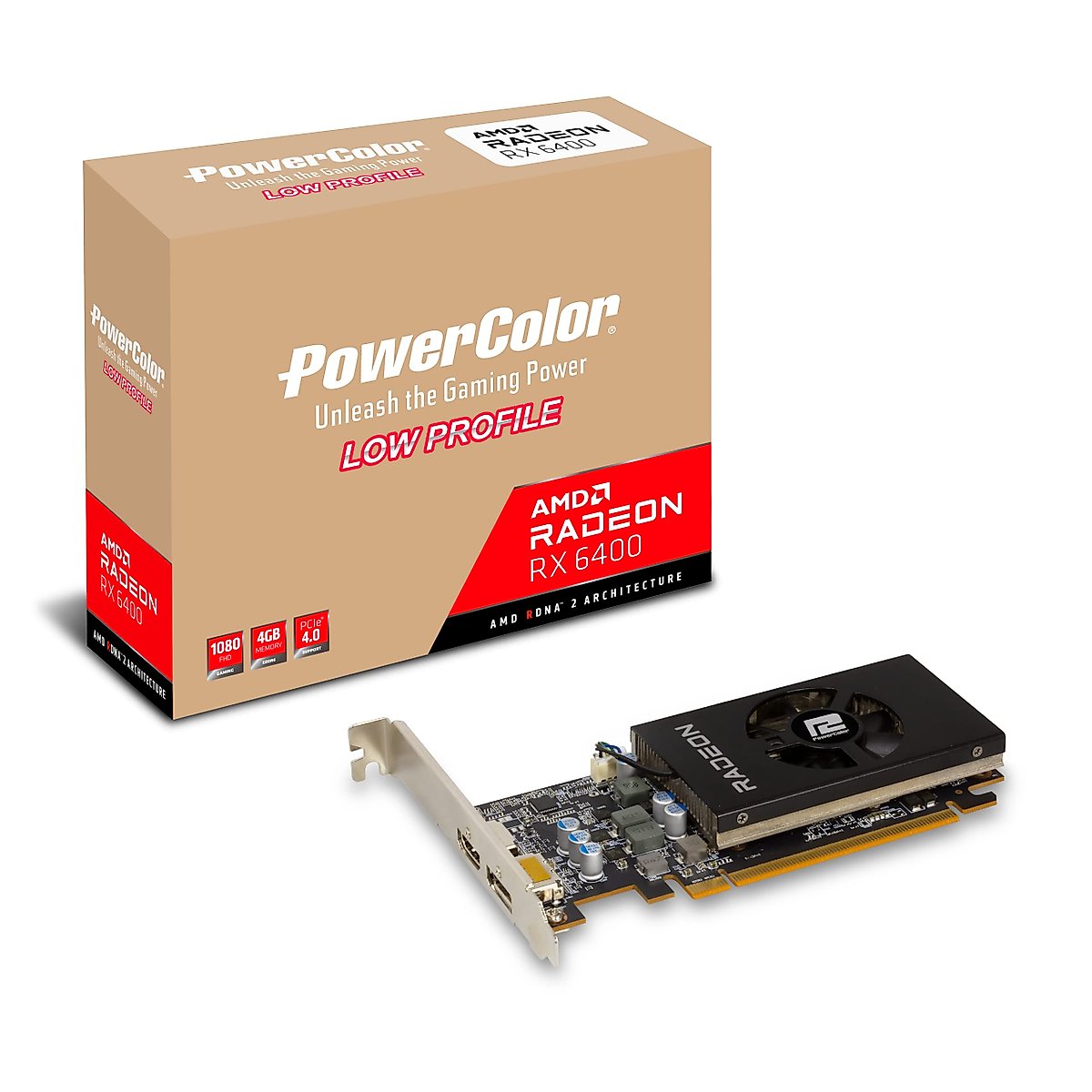 PowerColor AMD Radeon RX 6400 Low Profile Graphics Card with 4GB GDDR6 Memory