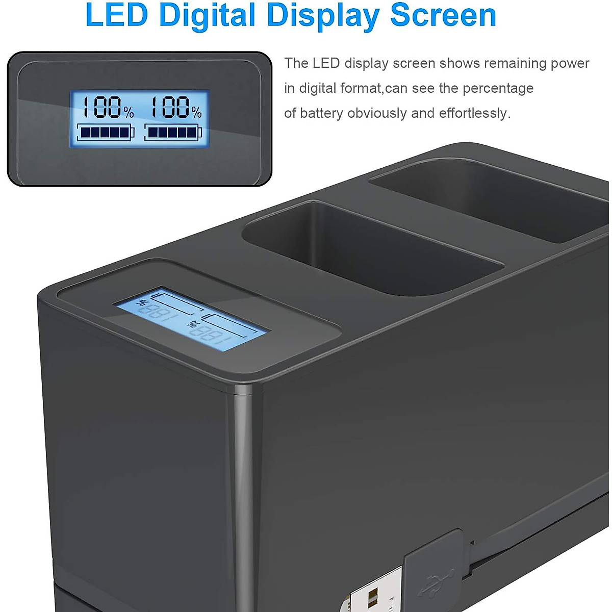 Rechargeable Battery with Charging Station Compatible Ring Video Doorbell 2/3/3Plus/4, Spotlight Cam Battery, 3.65V 6040mAh Replacement Lithium-Ion Battery(Not for Stick Up Cam)