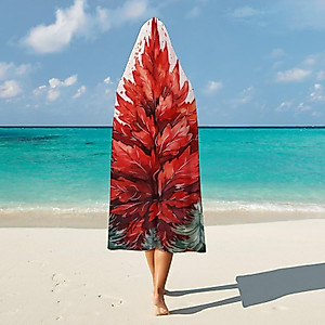 Women Men Hooded Blanket Red Watercolor Christmas TreeFleece Wearable Soft BlanketWinter Holiday Hooded Blankets for Kids Men Women for Home Couch Bed And Sofa 60"x80" Spring Summer Blanket Hoodie