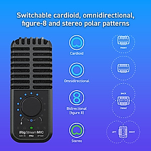 IK Multimedia iRig Stream Mic Pro Microphone with Integrated Audio Interface for iPhone, iPad, Android, USB Computer, Perfect for Podcast, Singing, Recording and Gaming