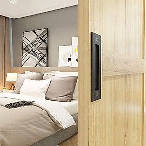 JUBEST 8-3/5'' Sliding Barn Door Handle Modern Simple Finger Flush Pull Handle for Gates Garages Sliding Doors Cabinets Closet and Drawers,Flat Black