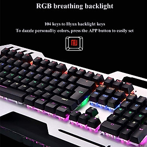 FEDRUI Mechanical Gaming Keyboard, Gaming Keyboard with RGB Backlit, 104 Keys Keyboard, for Computer Games (Color : Black)