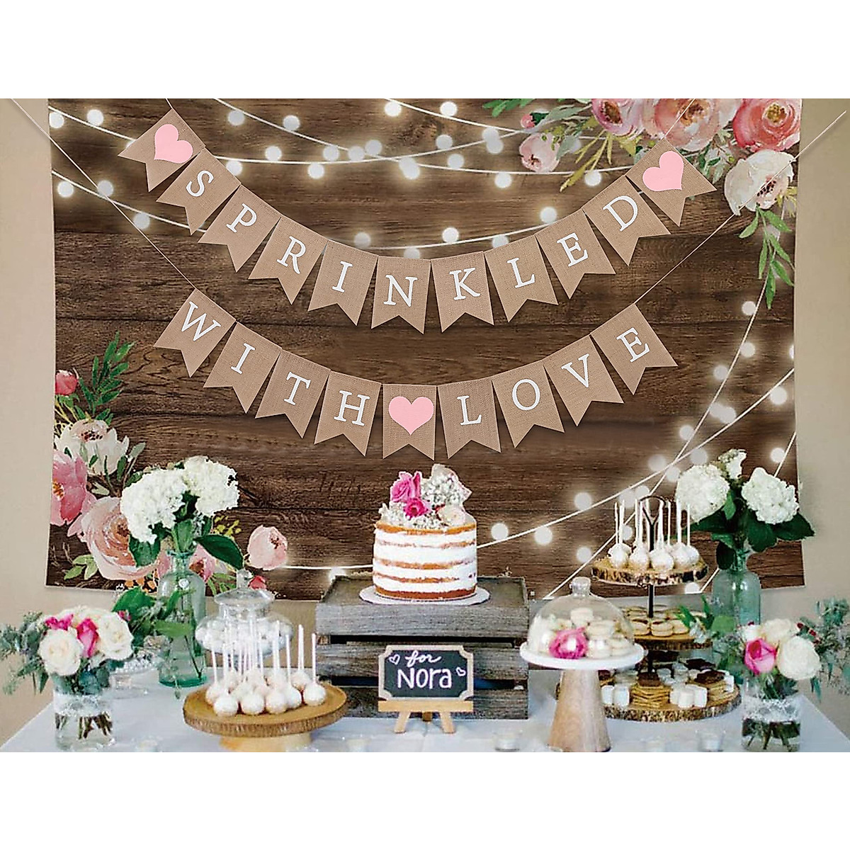Sprinkled with Love Burlap Banner - Burlap Baby Shower Banner , Sprinkled with Love Baby Shower Decorations , Baby Sprinkle Banner, Sprinkled With Love Sign, Rustic Girl Boy Shower Burlap Banner , Photo Decoration Props