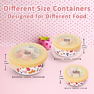 Yawbay Stainless Steel Snack Containers with Silicone Lids, Stackable Easy Open Leak Proof Snack Food Containers Metal Lunch Boxes for Office, Home, School and Travel (18oz/10oz/5.5oz)