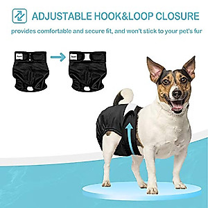 Avont 3 Pack Washable Female Dog Diapers (Large/18-24 Waist), Premium Reusable Highly Absorbent Doggie Diapers Wraps Durable Dog Diaper Cover - Black