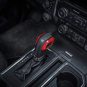 JeCar for Ford F150 Gear Shifter Head Trim Cover Frame Deacorative Trim Cover Frame for Ford F150 2015 2016 2017 (Red)