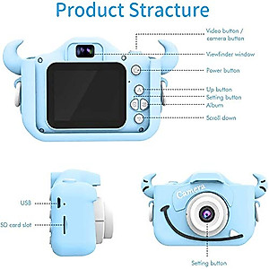 Camera for Girls and Boys, Gift for Christmas, Digital Dual Camera 2.0 Inches Screen 20.0MP Video Camcorder Anti-Drop Children Selfie Cartoon Camera Toys for Gift - 32GB Memory Card Included