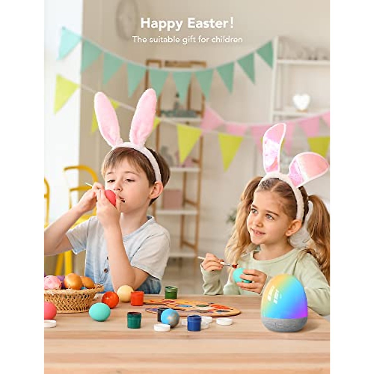 Govee RGBIC Easter Night Light, Sound Machine, Bluetooth Speaker in One, 60+ Music, Game & Sence Modes, Portable Table Lamp with Charging Base, White Noise Machine, Sleep Trainer for Gentle Wake Up