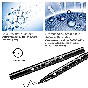 Go Ho Black Liquid Eyeliner Stamp,Star Stamp Eyeliner Makeup,Double-Side Waterproof Eyeliner Pen,Long-lasting Smudge-proof Tattoo Tools,Black Eye Liner Makeup,1 PC