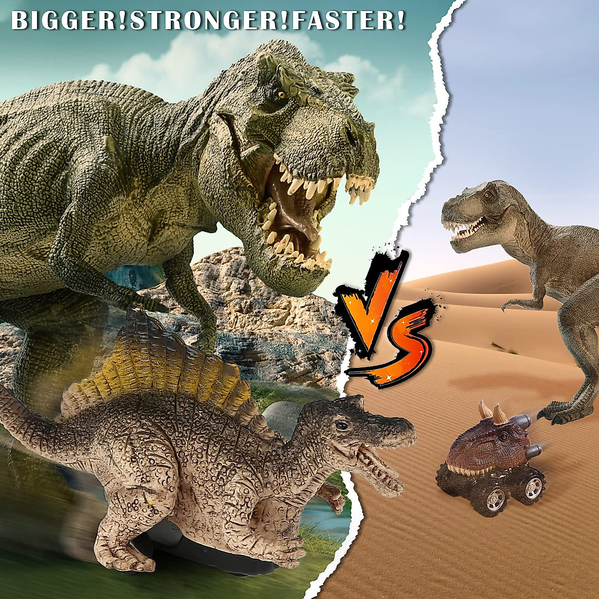 LIHAO 6 Pack Easter Eggs Dinosaur Toys Pull Back Cars for Easter Egg Hunt, Easter Basket Stuffers Fillers Kids Party Favors