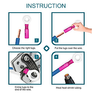 120 PCS Heat Shrink Wire Connectors, 22 20 18 16 AWG Ring Terminals, 22 20 18 16 Gauge Automotive Marine Ring Connectors by Housun