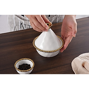 Pampa Bay Golden Salerno Titanium-Plated Porcelain Small Tagine, 5 x 5in