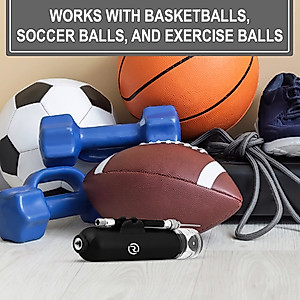 Ball Pump for Sports Balls - 5 Needles - Basketball Pump, Soccer Ball Pump - Air Pump for Balls, Volleyball, Football Accessories Equipment - Hand Pump for Inflatables - Never Lose Pin with Holder