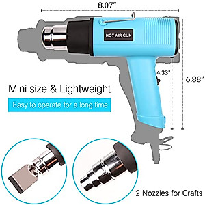 LDK Heat Gun 1200W 140℉~932℉ (60℃-500℃) Heavy Duty Hot Air Gun Kit Variable Temperature Control with 2 Temperature Settings 2 Nozzles for Crafts, Shrink Wrapping, Candle Making, Epoxy Resin