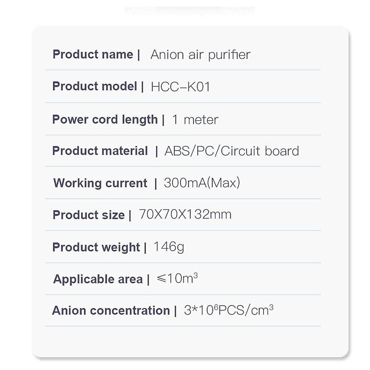 HCCMALL HCC-K01 Mini HEPA USB-C Powered Air Purifier. Ultra Portable (70X70X132mm), Ultra Quiet. Perfect for Travel, In-Car and Desktop