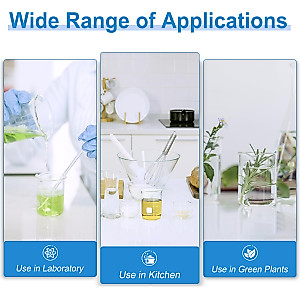 Glass Beakers Set, 5 Sizes - 10ml, 25ml, 50ml, 100ml, 250ml, 3.3 Borosilicate Beaker for Laboratories, Classrooms or Home, Griffin Low Form Lab Beakers