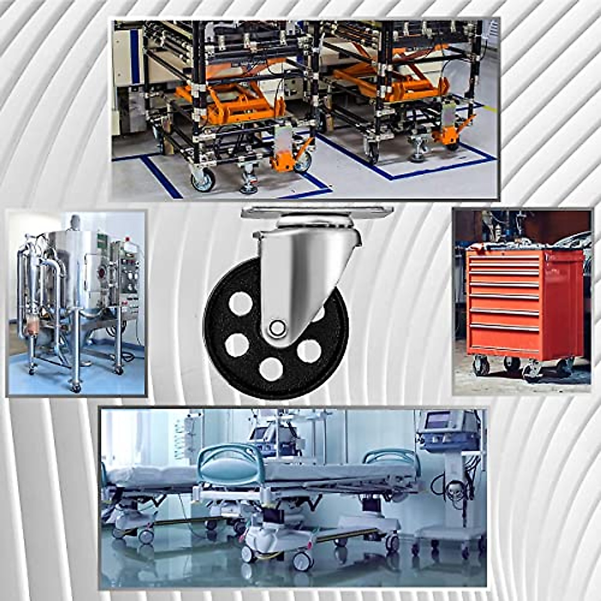 4 Pack Large Steel Swivel Caster Wheel Heavy Duty 3.5" Wheel (3.5" No Brake)