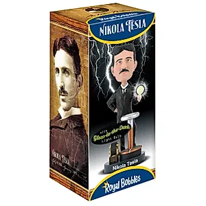 Royal Bobbles Nikola Tesla Bobblehead, Premium Polyresin Lifelike Figure, Unique Serial Number, Exquisite Detail