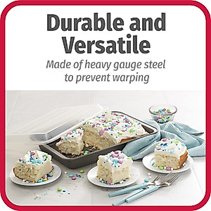 GoodCook Set of 2 Nonstick Steel 13" x 9" Cake Baking Pans with Covers, Gray