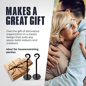 Monarch Abode Wall Mounted Plant Hooks, 7.5" Premium Metal Decorative Hanging Brackets for Indoor & Outdoor Use, Set of 2, Black