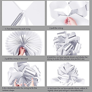 20 Inches Car Bow Pull White Car Present Wrapping Bow, We Love You Surprise Car Bow with 20 Feet Car Ribbon for Car Decor Wedding New Houses Party Celebration