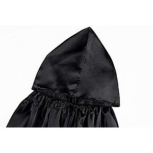 Kids Cloak Hooded Cape Halloween Christmas Cosplay Costume Satin 3-4 Years Y095BKS