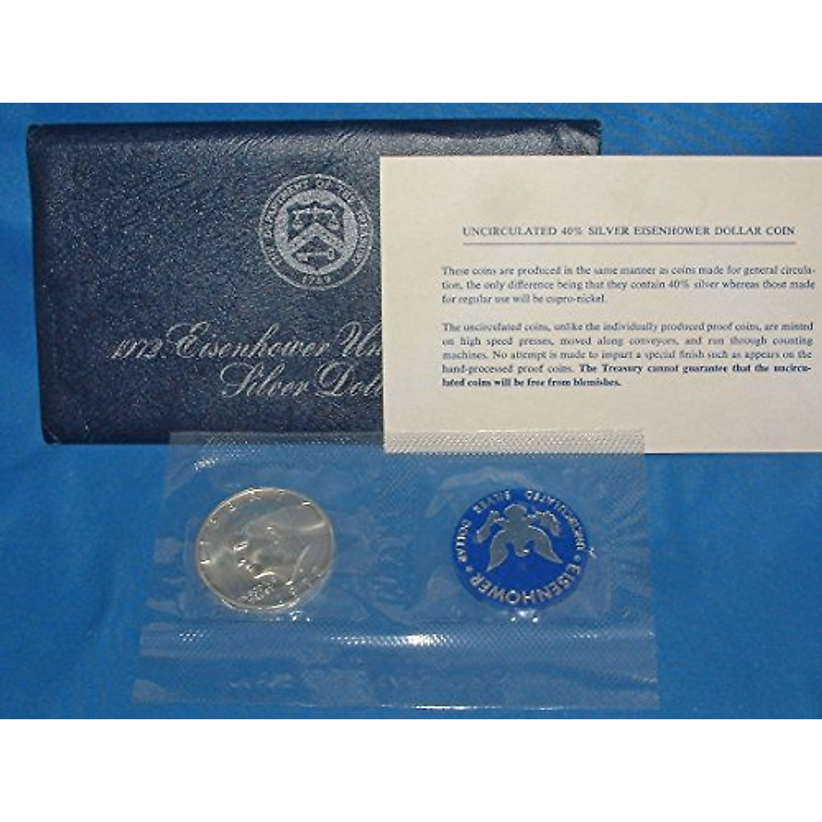 1972 S -S Uncirculated Eisenhower"Blue Pack" Silver Dollar with Original Packaging $1 Brilliant Uncirculated US Mint