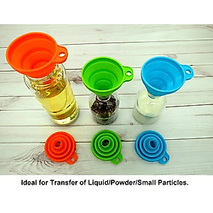 Funnels for Filling Bottles Set of 2, Food Grade Silicone Funnels for Kitchen Use. Small Collapsible Kitchen Funnel. Foldable Mini Funnels for Water Bottle Filling Liquid Powder Transfer (Blue)