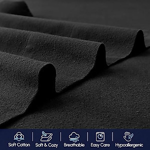 Elegant Comfort Soft 4-Piece 100% Turkish Cotton Flannel Sheet Set - Premium Quality, Deep Pocket Fitted Sheet, Ultra Soft, Cozy Warm Flannel Sheets - Queen, Black