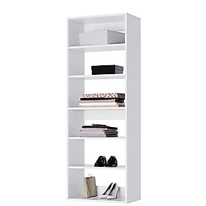 Modular Closets Vista Collection Shelf Tower Built in Wood Closet Organizer Unit (White, 19.5" Wide)