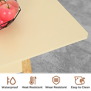 BTHFST Folding Dining Table with Hidden Storage, Modern Space Saving Dining Table with Pine Wood Legs, Clearance Foldable Table for Kitchen Living Room, Beige