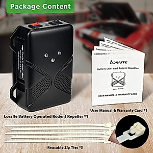 Loraffe Under Hood Animal Repeller Battery Operated Rodent Repellent Ultrasonic Rat Deterrent Keep Mice Away from Car with Ultrasound and Strobe Lights Vehicle Pest Control Automobile Rodent Defense