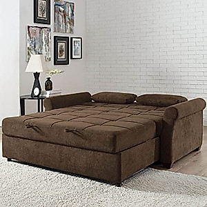 LifeStyle Solutions Serta Honor Convertible Sofa Sofabed, Brown