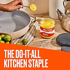 Grass Fed Ghee, 13.5 Oz, Bulletproof 100% Grass Fed, Pasture Raised Clarified Butter Fat, Keto, Paleo, Lactose Free, Casein Free, Non-GMO