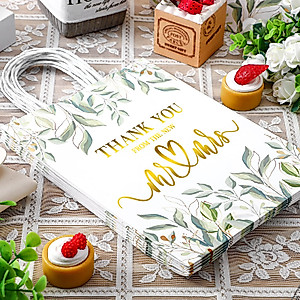 24 Pcs Thank You Wedding Gift Bags Bulk Wedding Paper Gift Bag with Handles Thank You Paper Bags Wedding Welcome Bags Wedding Favor Bags for Guests Bridal Shower Gifts Wedding Favors, 8 x 4 x 10 Inch