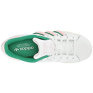 adidas Women's Superstar Sneaker, White/Clear Pink/Semi Court Green, 9.5 Narrow