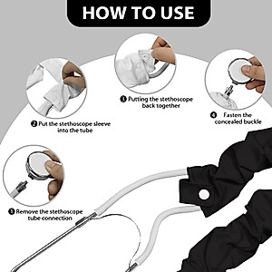 Uorisanigo Stethoscope Cover Sleeve 2 Pack Black Nurse Decor Stethoscope Accessories Stretchy Fabric Cover Simple Scrunchie Stethoscope Protective Cover for Men